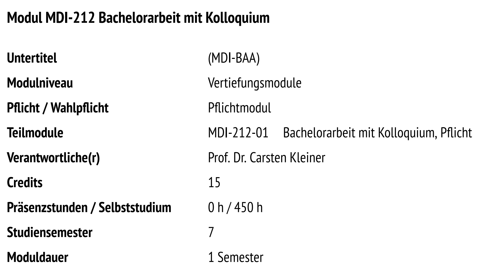 Bachelor Kolloquium